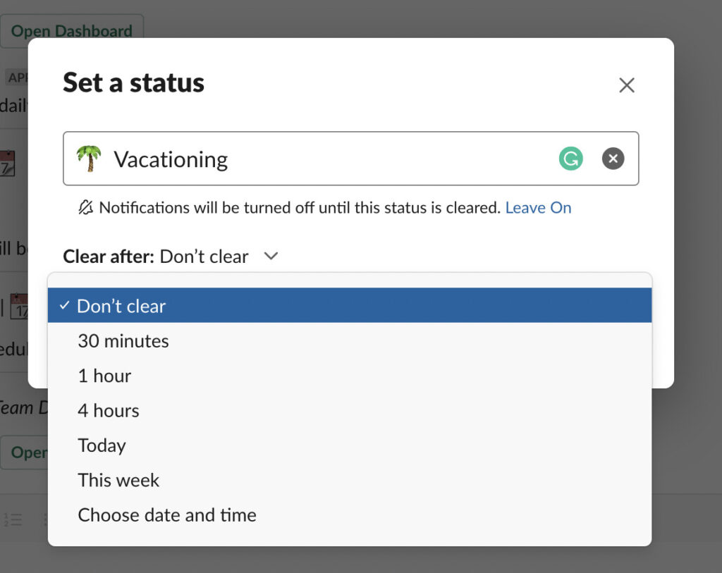 How To Set Up A Slack Out of Office Status - Vacation Tracker