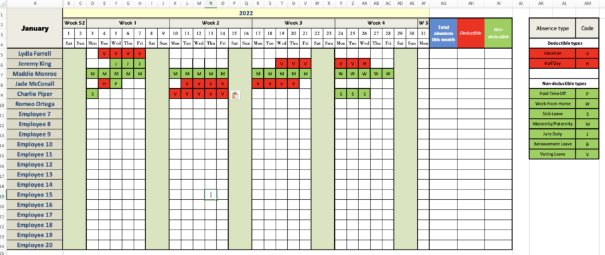 How To Track PTO In Excel Vacation Tracker