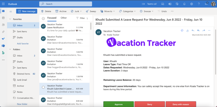 Manage Leaves From Your Inbox With Email Signup! - Vacation Tracker