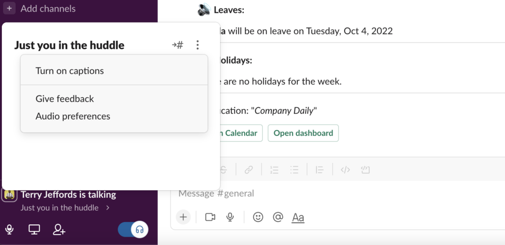 How To Use Slack Huddles - Vacation Tracker